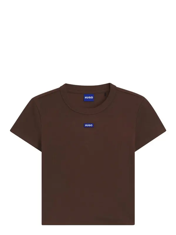 Hugo Logo-badge Slim-fit T-shirt - Brown