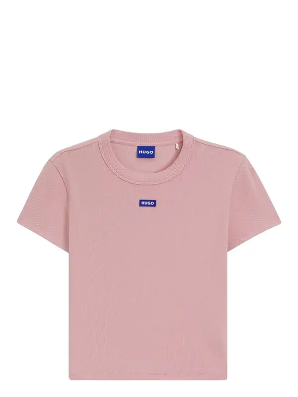 Hugo Logo-badge Slim-fit T-shirt - Light Pink