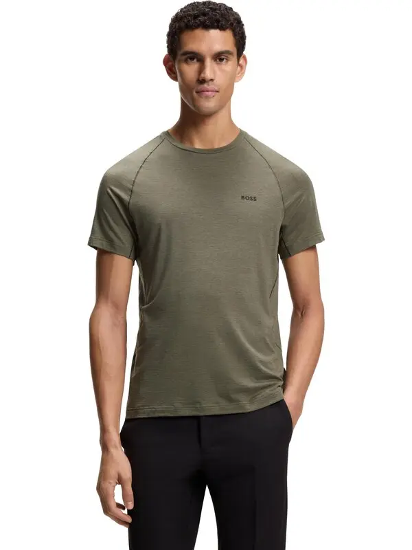 BOSS Logo-detail T-shirt In A Slim Fit - Khaki