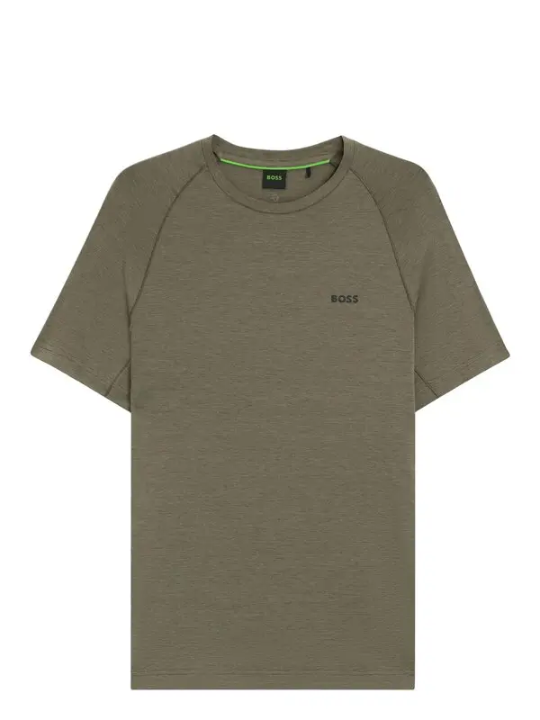 BOSS Logo-detail T-shirt In A Slim Fit - Khaki