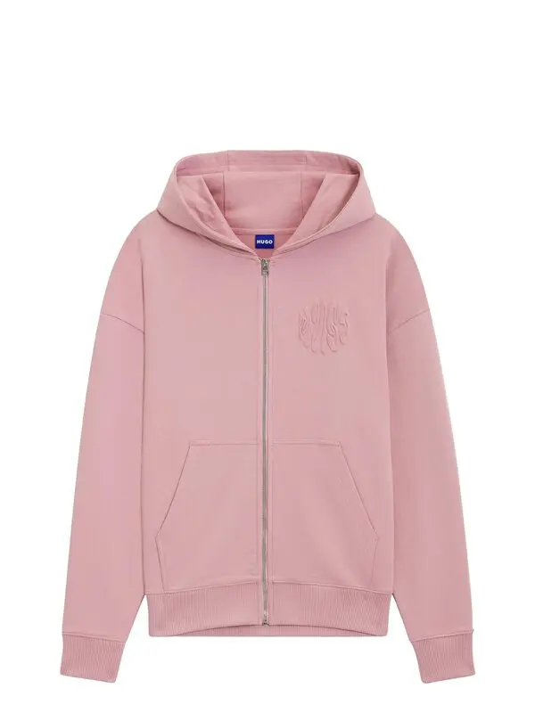 Hugo Embossed-logo Zip-up Hoodie - Light Pink