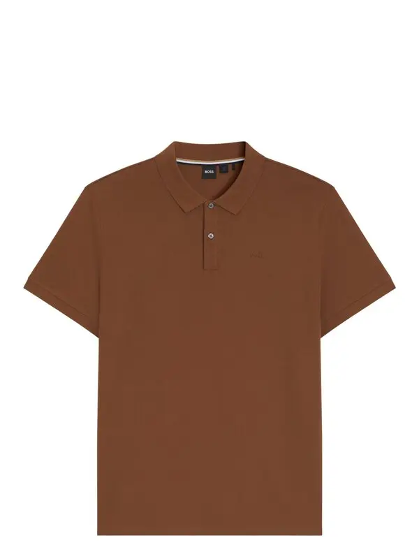 BOSS Pallas Polo Shirt In Cotton Piqué With Logo Details - Brown