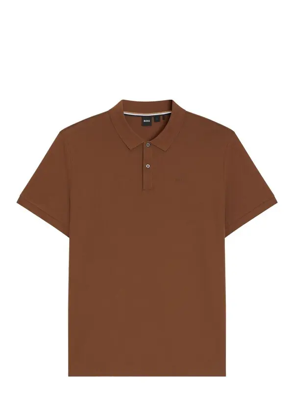 BOSS Pallas Polo Shirt In Cotton Piqué With Logo Details - Brown