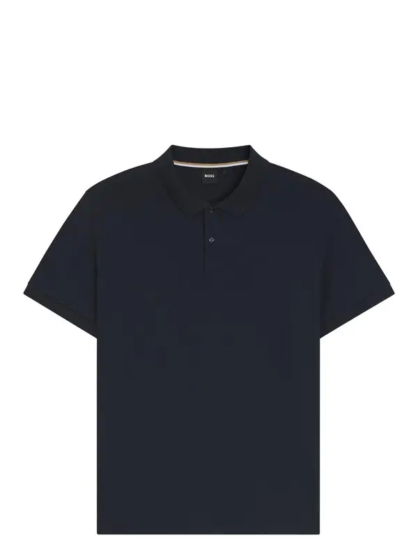 BOSS Pallas Polo Shirt In Cotton Piqué With Logo Details - Dark Blue