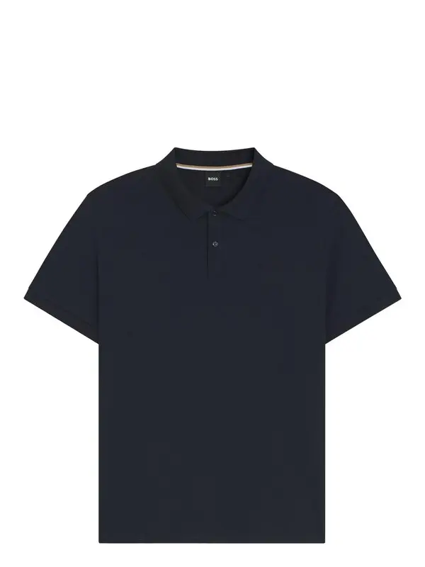 BOSS Pallas Polo Shirt In Cotton Piqué With Logo Details - Dark Blue