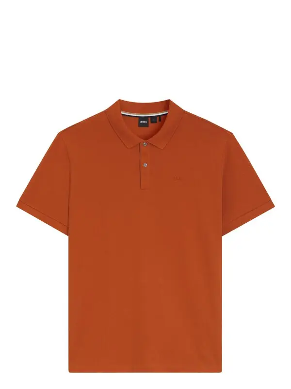 BOSS Pallas Polo Shirt In Cotton Piqué With Logo Details - Dark Orange