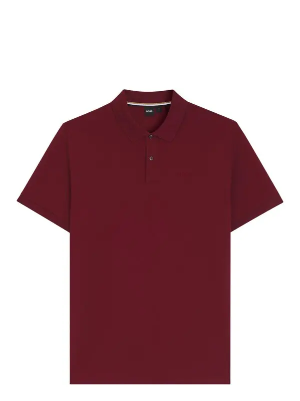 BOSS Pallas Polo Shirt In Cotton Piqué With Logo Details - Dark Red