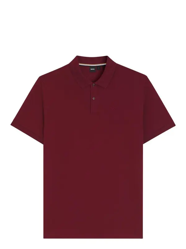 BOSS Pallas Polo Shirt In Cotton Piqué With Logo Details - Dark Red