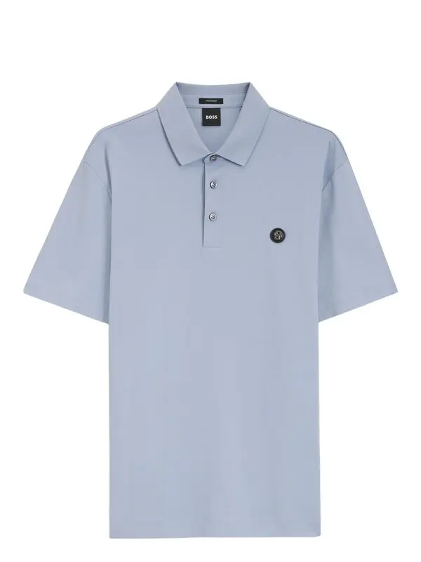 BOSS Mercerized-cotton Polo Shirt With Double B Monogram - Light Purple
