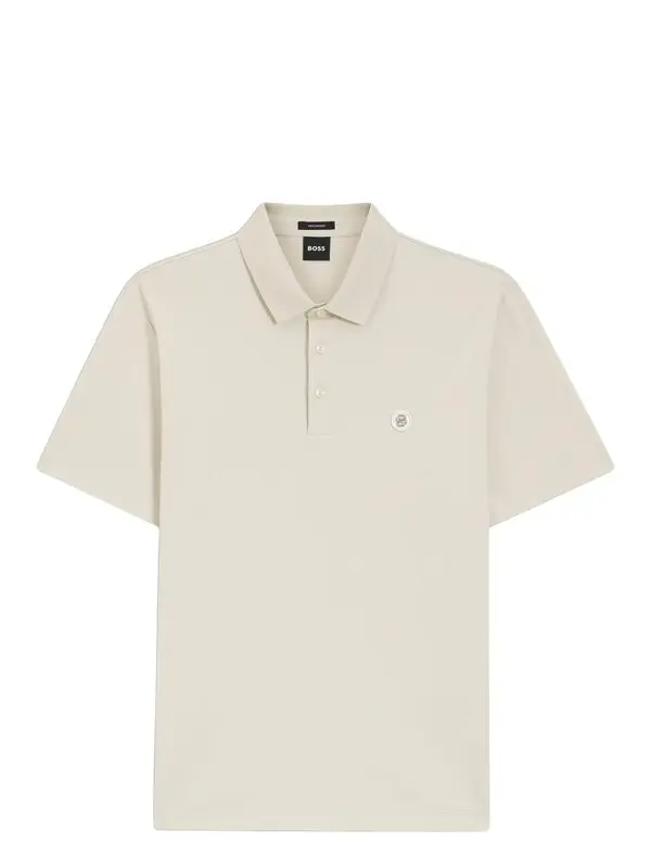 BOSS Mercerized-cotton Polo Shirt With Double B Monogram - White