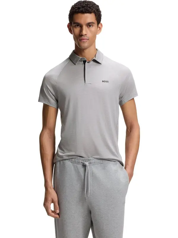 BOSS Slim-fit Polo Shirt With Temperature-regulating Performance - Light Grey