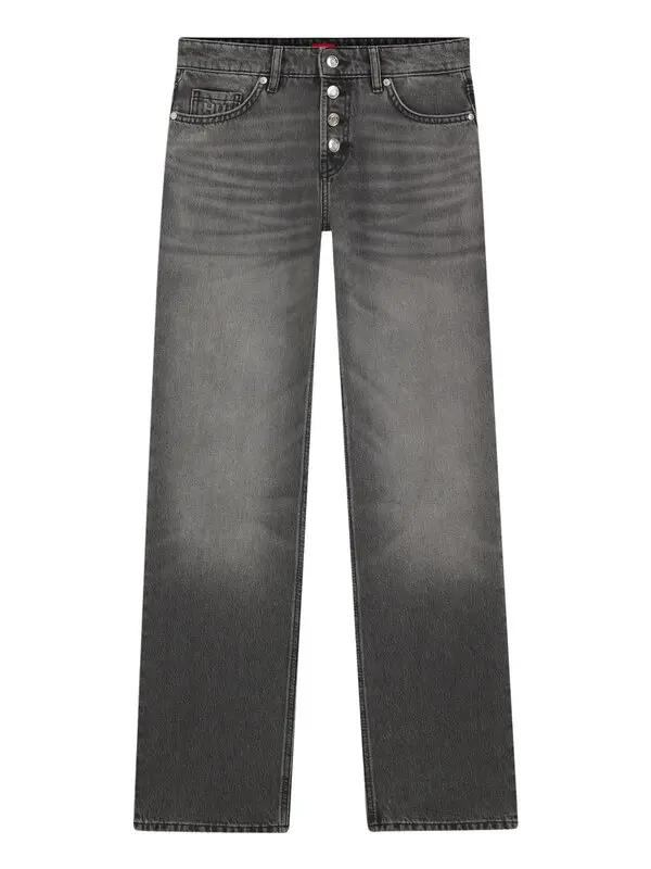 Hugo Straight-fit Jeans In Rigid Denim - Silver