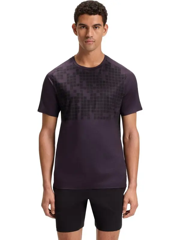 BOSS Stretch-mesh Slim-fit T-shirt With All-over Print - Purple