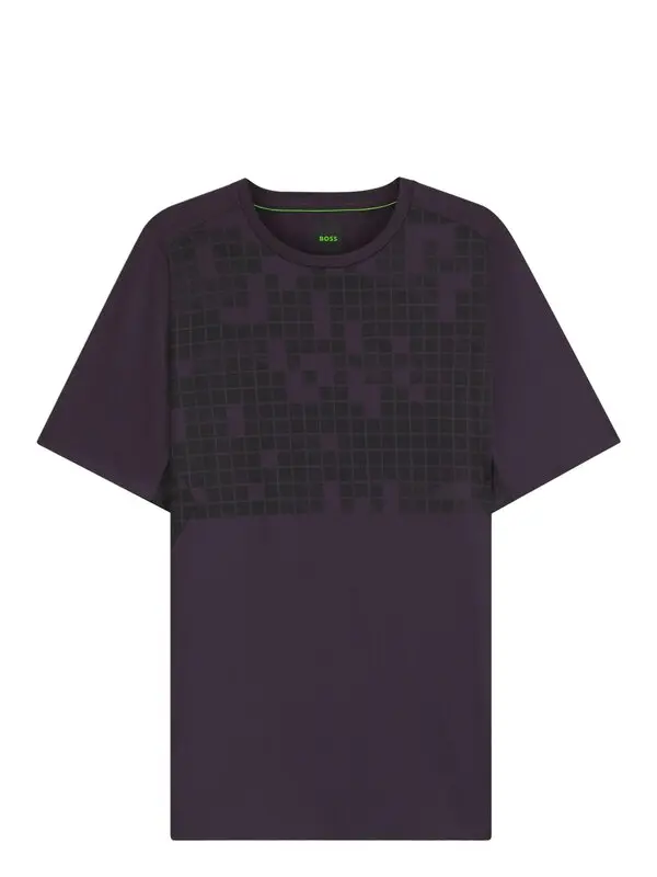 BOSS Stretch-mesh Slim-fit T-shirt With All-over Print - Purple