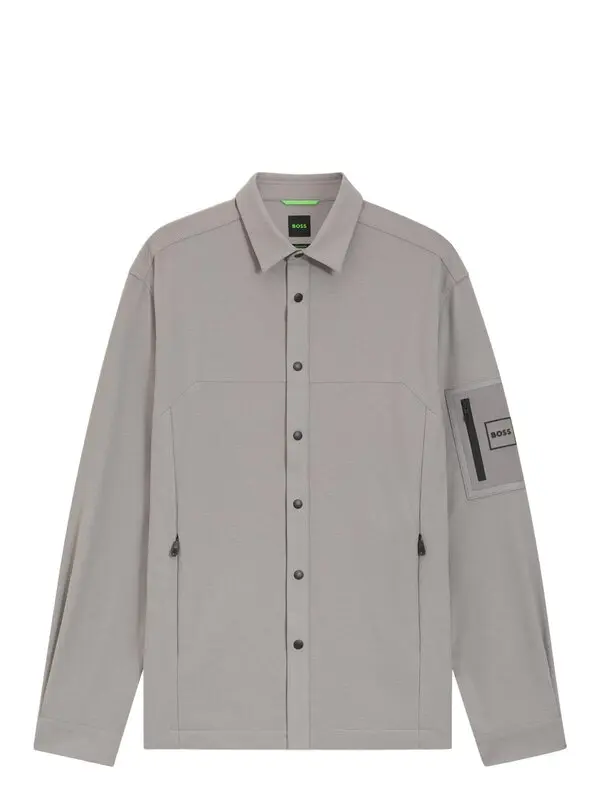 BOSS Relaxed-fit Overshirt In Waffle Fabric - Light Grey