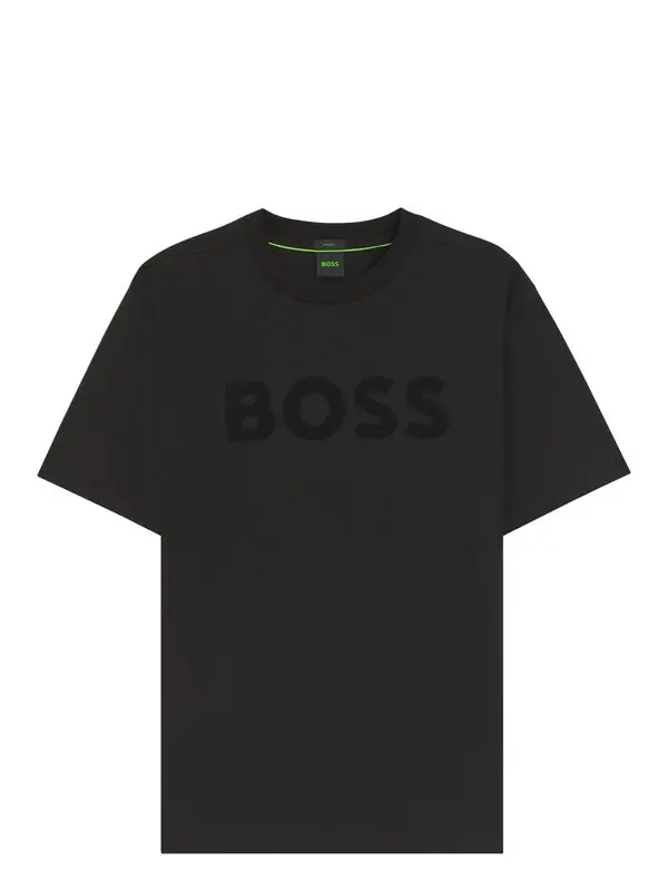BOSS Tonal-logo T-shirt In Stretch Cotton - Black
