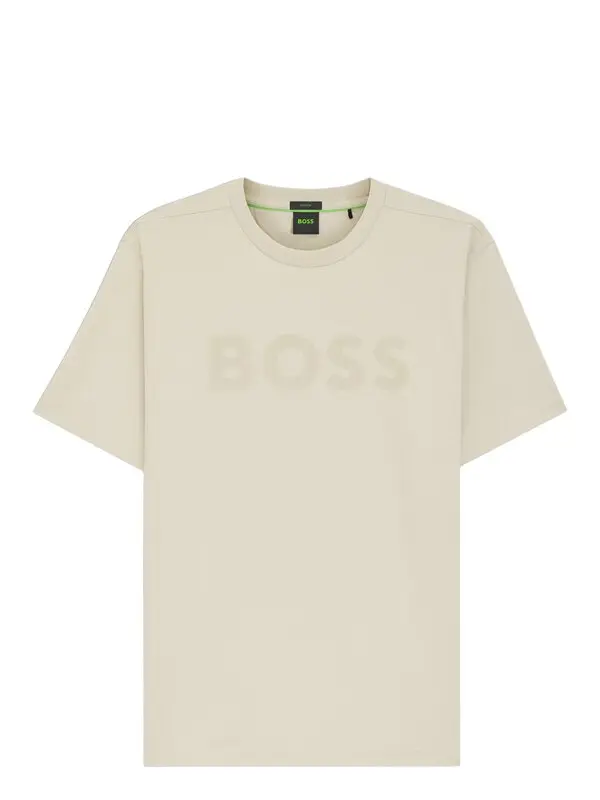 BOSS Tonal-logo T-shirt In Stretch Cotton - Light Beige