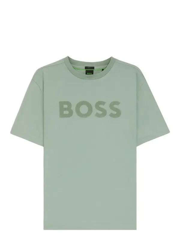 BOSS Tonal-logo T-shirt In Stretch Cotton - Light Green
