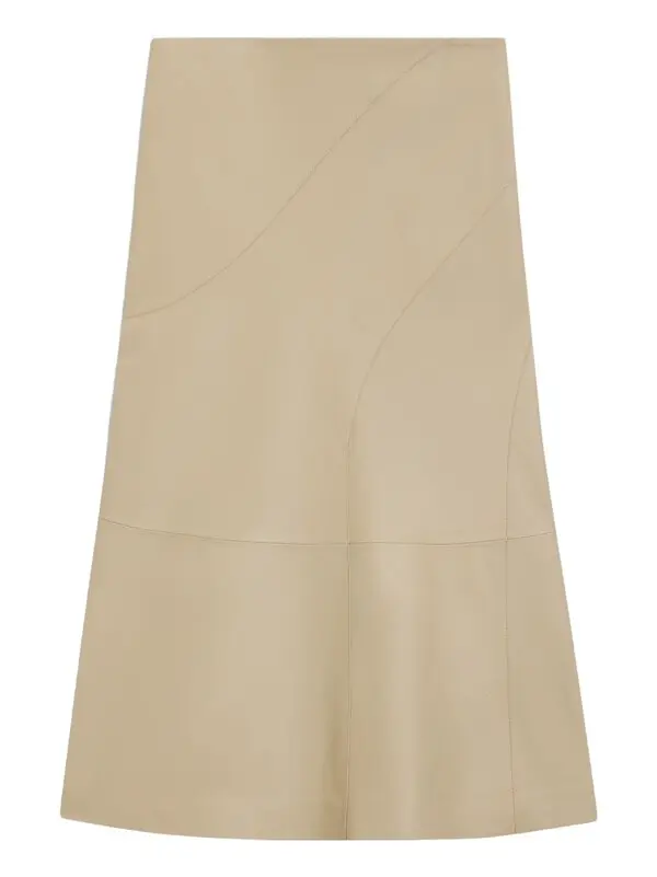 BOSS Nappa Leather A-line Skirt - Light Beige