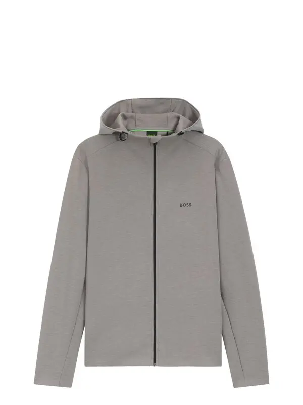 BOSS Zip-up Hoodie With Reflective Details - Light Grey