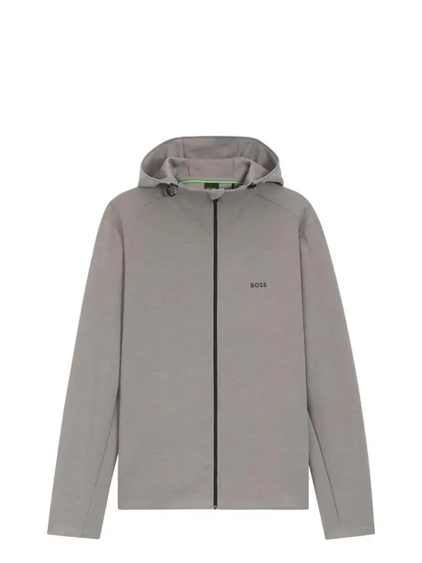 BOSS Zip-up Hoodie With Reflective Details - Light Grey