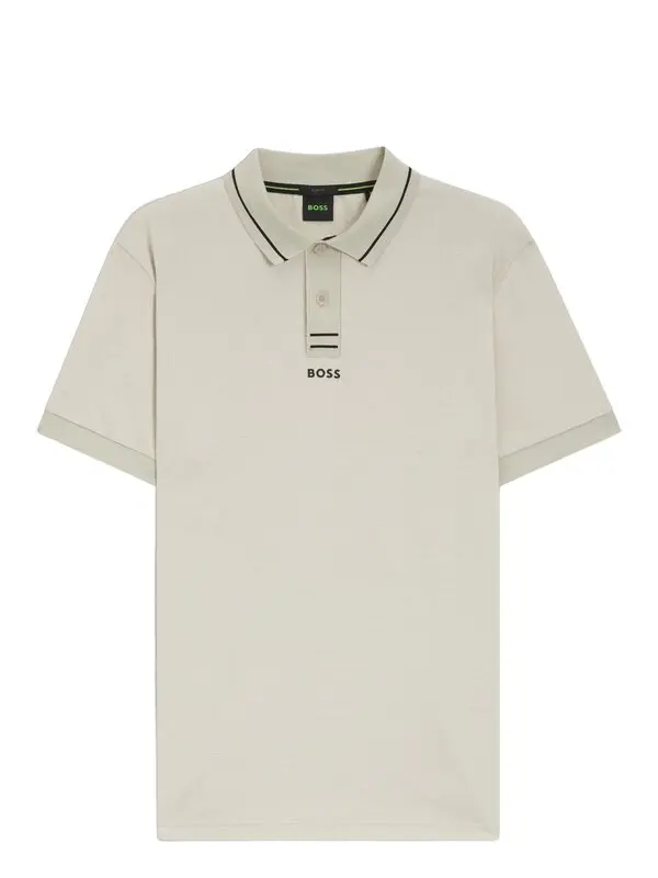 BOSS Centred-logo Slim-fit Polo Shirt In Cotton Piqu - Light Beige