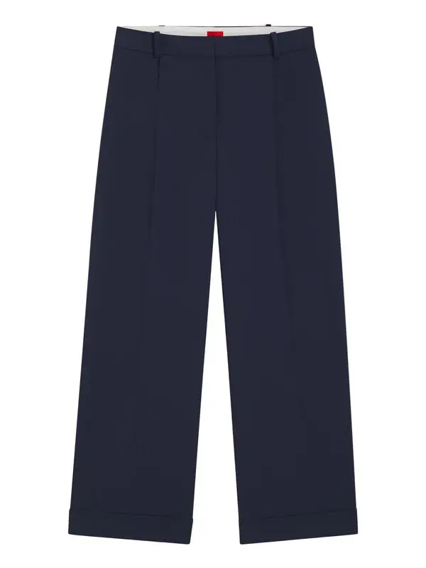 Hugo Cropped Pleated Trousers - Dark Blue