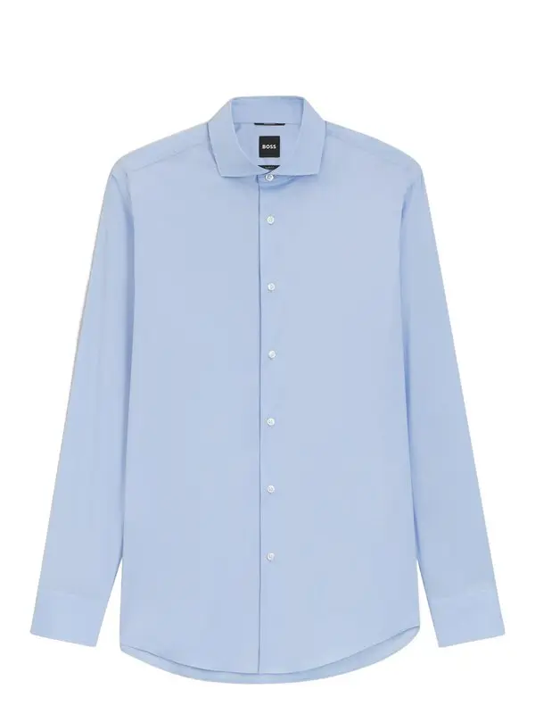BOSS Easy-iron Slim-fit Shirt In Cotton-blend Poplin - Light Blue