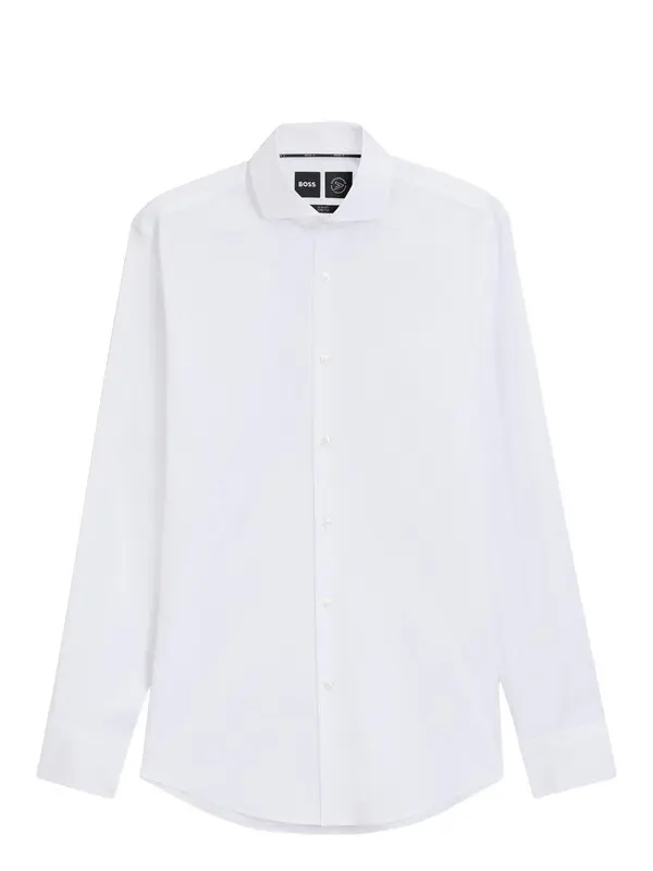 BOSS Easy-iron Slim-fit Shirt In Cotton-blend Poplin - White