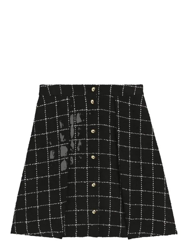 Hugo Checked Bouclé A-line Skirt - Patterned