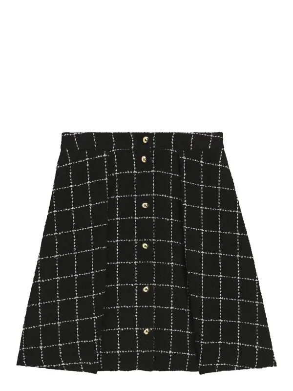 Hugo Checked Bouclé A-line Skirt - Patterned