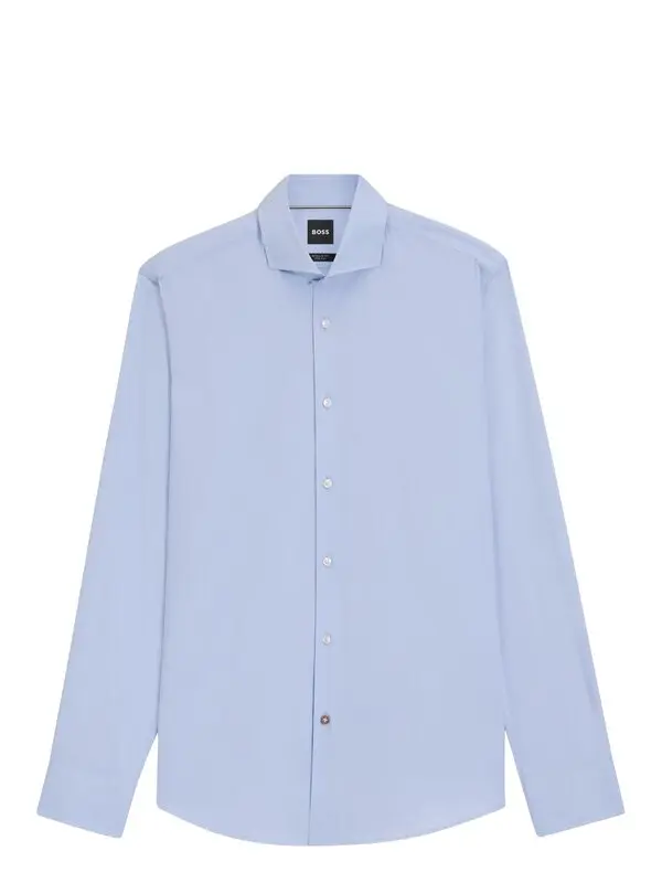BOSS Regular-fit Shirt In Striped Cotton Twill - Light Blue