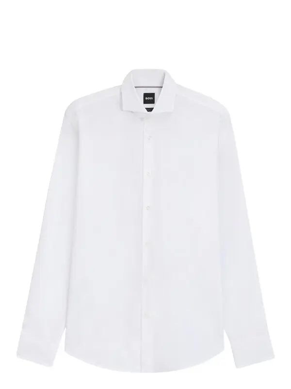 BOSS Regular-fit Shirt In Striped Cotton Twill - White