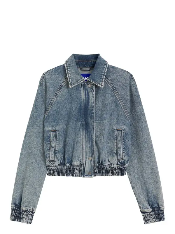 Hugo Bomber Jacket In Stretch Denim - Blue