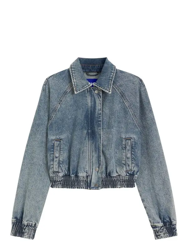 Hugo Bomber Jacket In Stretch Denim - Blue