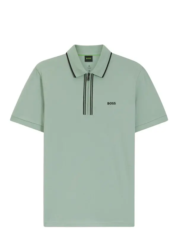 BOSS Active Slim-fit Polo Shirt In Moisture-wicking Stretch Cotton - Light Green