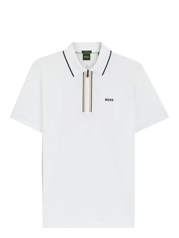 BOSS Active Slim-fit Polo Shirt In Moisture-wicking Stretch Cotton - White