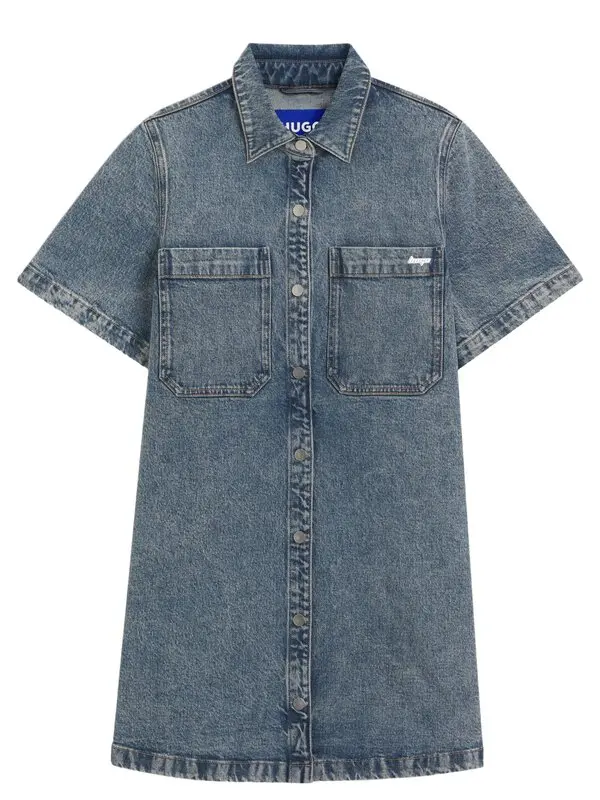 Hugo A-line Denim Shirt Dress - Blue