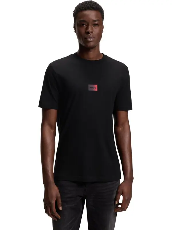 Hugo Gradient-logo T-shirt In Cotton Jersey - Black
