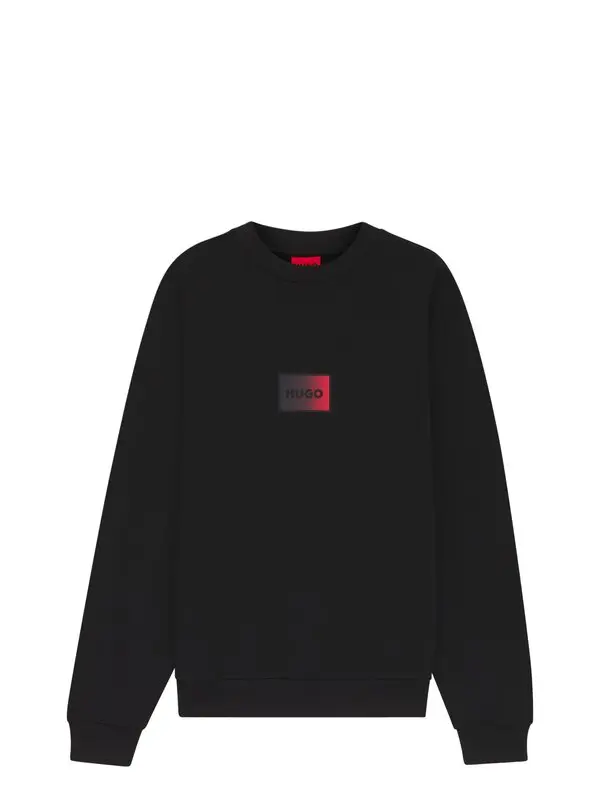 Hugo Gradient-logo Cotton Terry Sweatshirt - Black