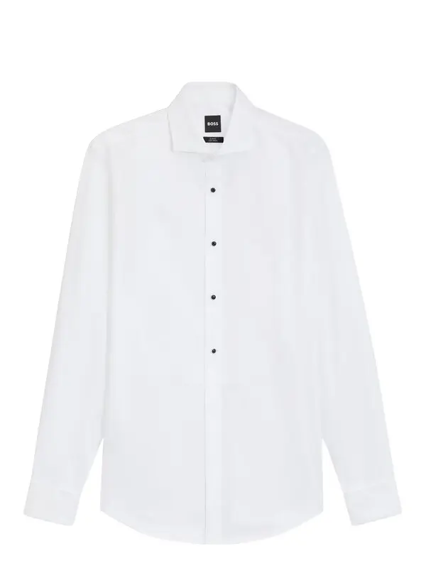 BOSS Easy-iron Slim-fit Dress Shirt In Stretch-cotton Poplin - White