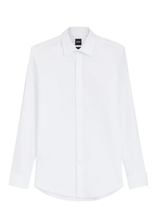 BOSS Easy-iron Slim-fit Shirt In Stretch-cotton Poplin - White