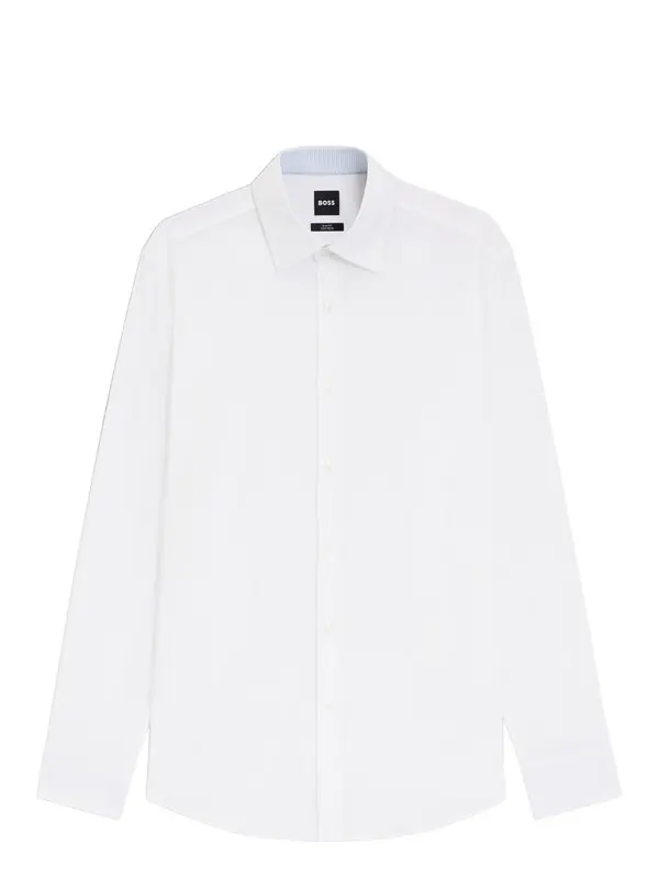 BOSS Easy-iron Slim-fit Shirt In Stretch-cotton Poplin - White