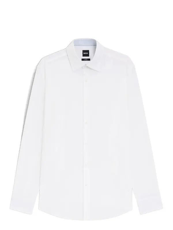 BOSS Easy-iron Slim-fit Shirt In Stretch-cotton Poplin - White
