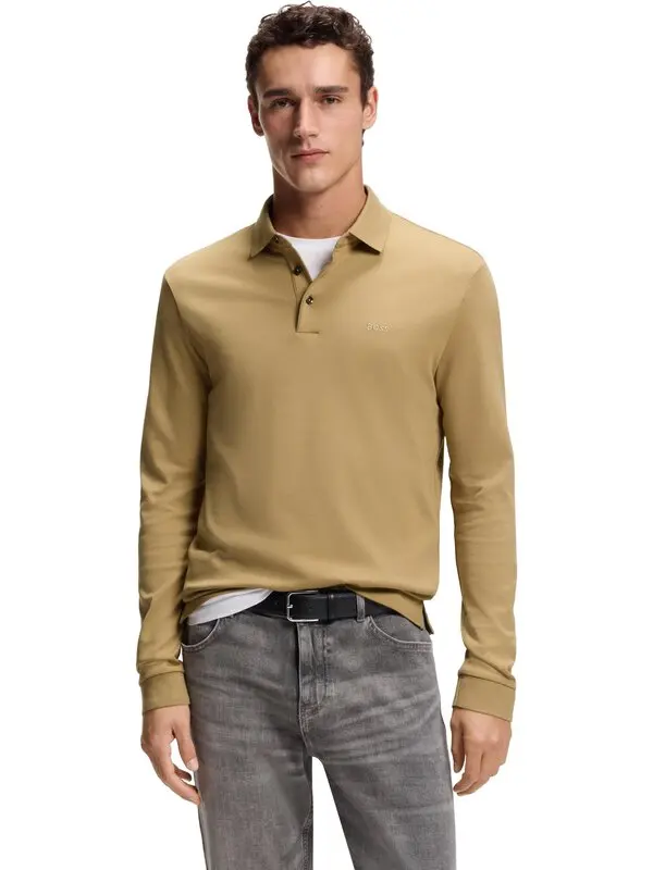 BOSS Interlock-cotton Polo Shirt In A Regular Fit - Khaki