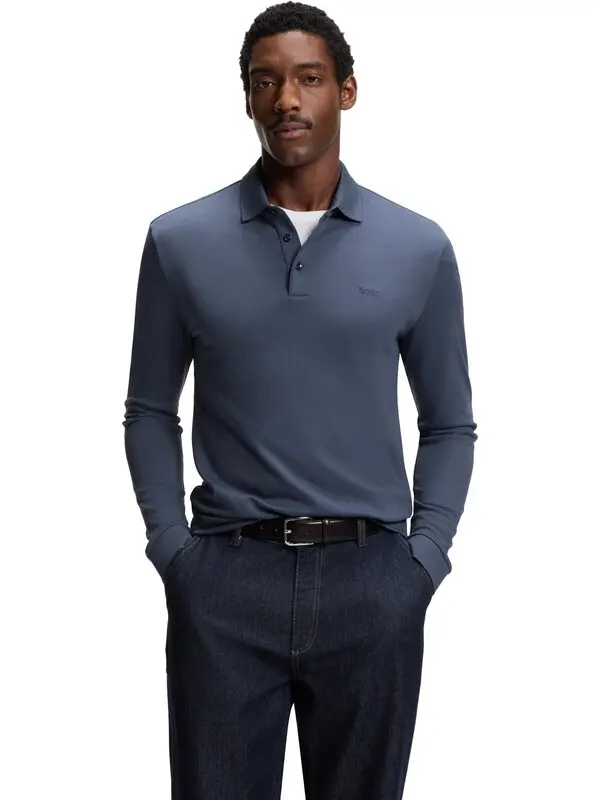 BOSS Interlock-cotton Polo Shirt In A Regular Fit - Light Blue