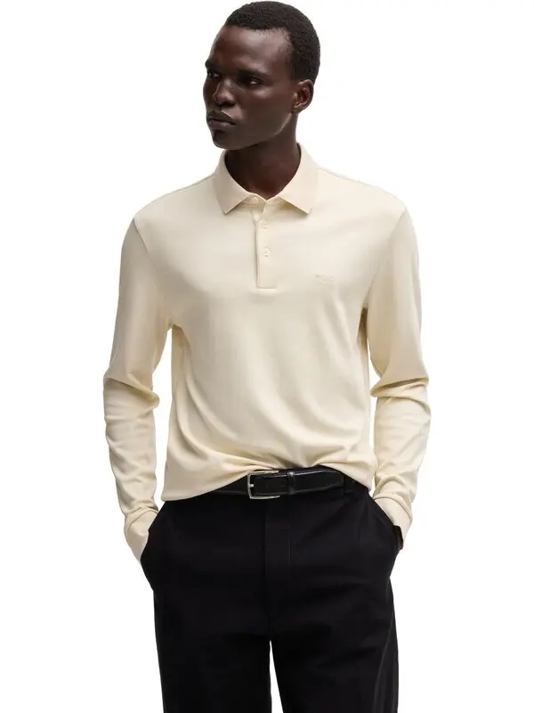 BOSS Interlock-cotton Polo Shirt In A Regular Fit - White