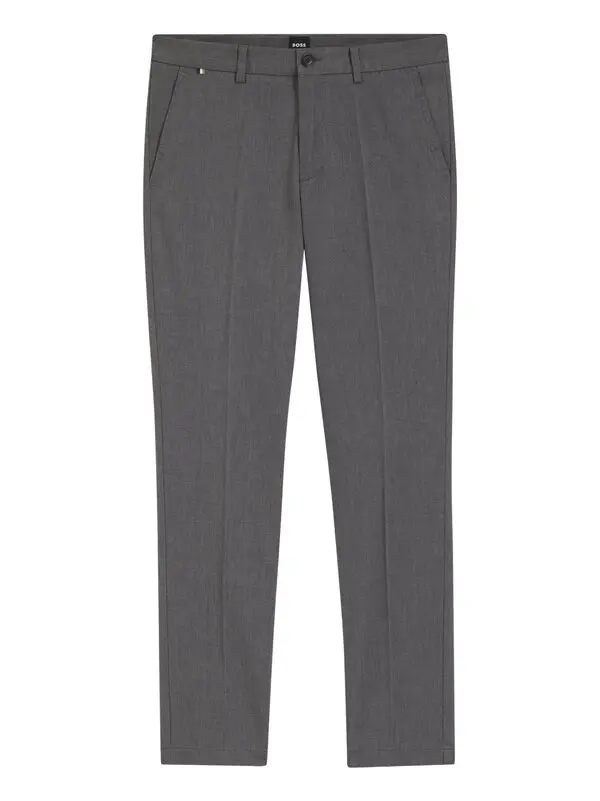 BOSS Slim-fit Stretch-cotton Dobby Trousers - Black