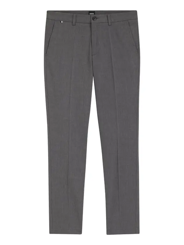 BOSS Slim-fit Stretch-cotton Dobby Trousers - Black