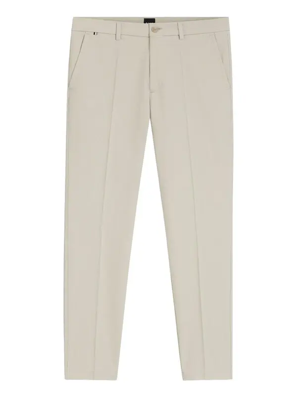 BOSS Slim-fit Stretch-cotton Dobby Trousers - Light Beige
